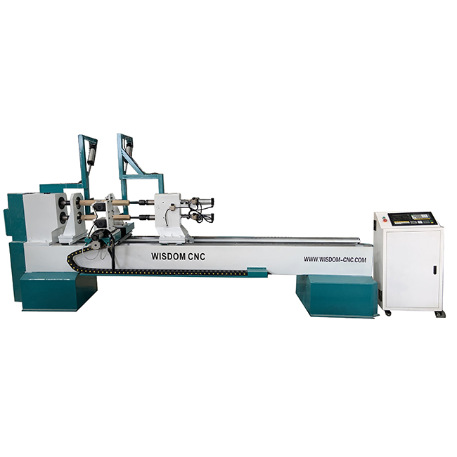 Auto Fixing Double Axis Double Spindle Wood Lathe Machine -Wisdom CNC.