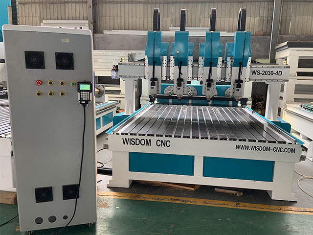WS-2030-4D multi head 4 axis cnc router with rotary carving